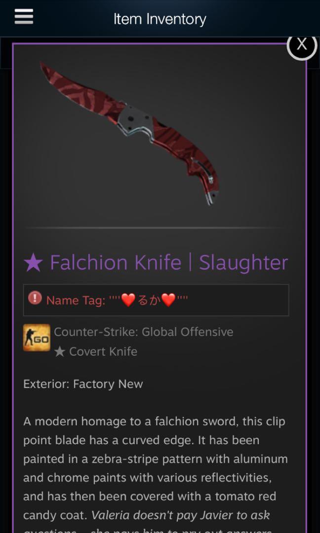 CSGO KNIFE FALCHION SLAUGHTER FN, Video Gaming, Gaming Accessories ...