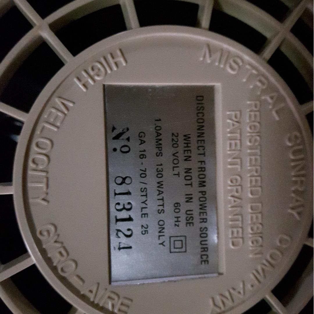 Fan Mistral Gyro-Aire GA 16-70 BOX VINTAGE FAN, Furniture & Home Living ...