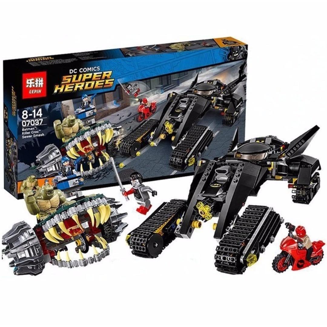 Lepin Lego Batman Bat Man Batmobile Mobile Tank Killer Croc Sewer Smash ...