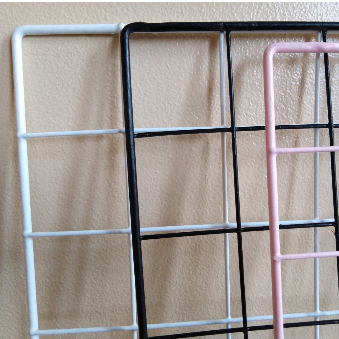 Mesh Wire 45cm X 65cm DIY Black, Pink and White Grid Wall Panel Photo ...