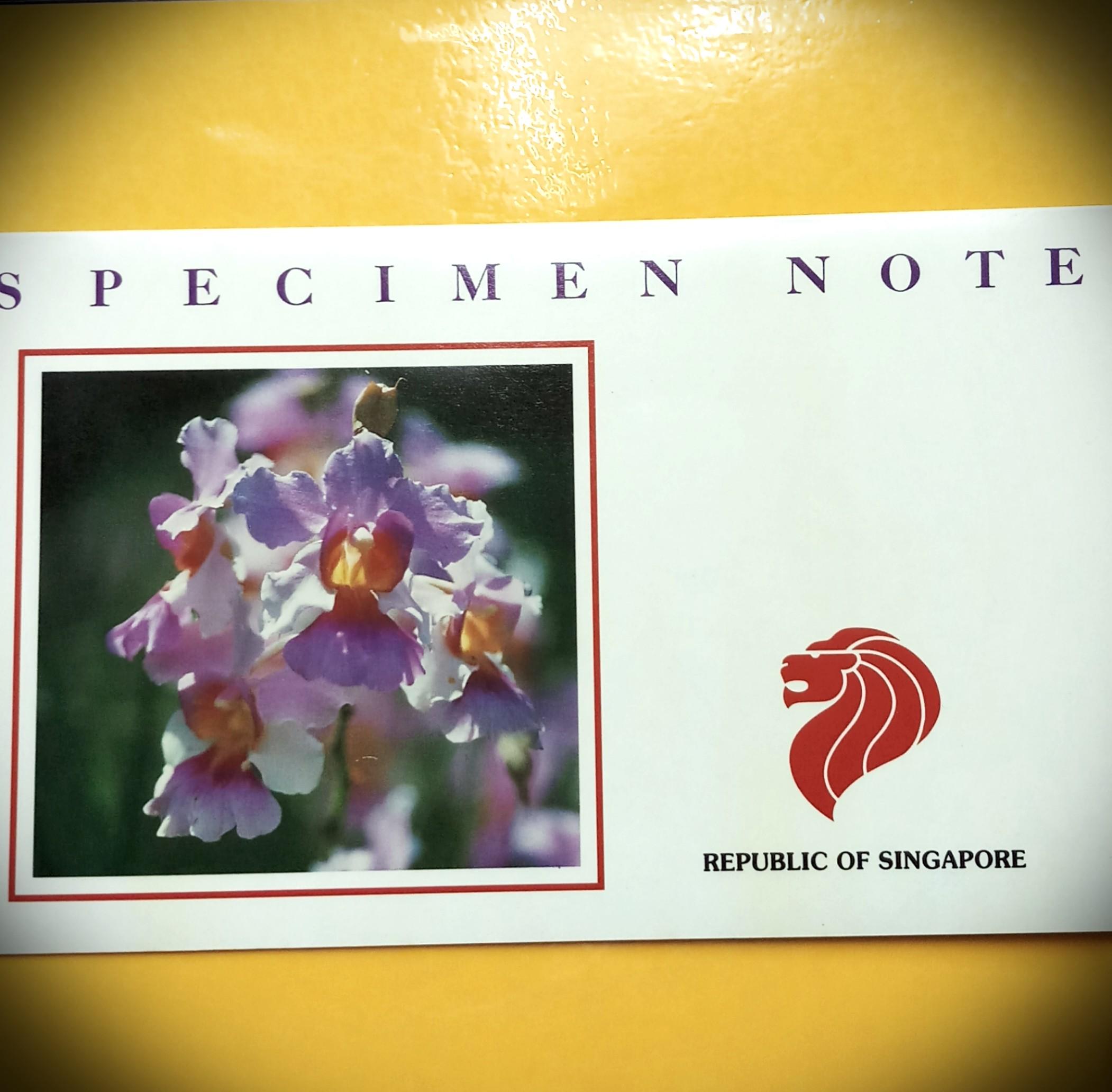 Rare Singapore Orchid Series $50 Unc Specimen Note (Original paper with ...