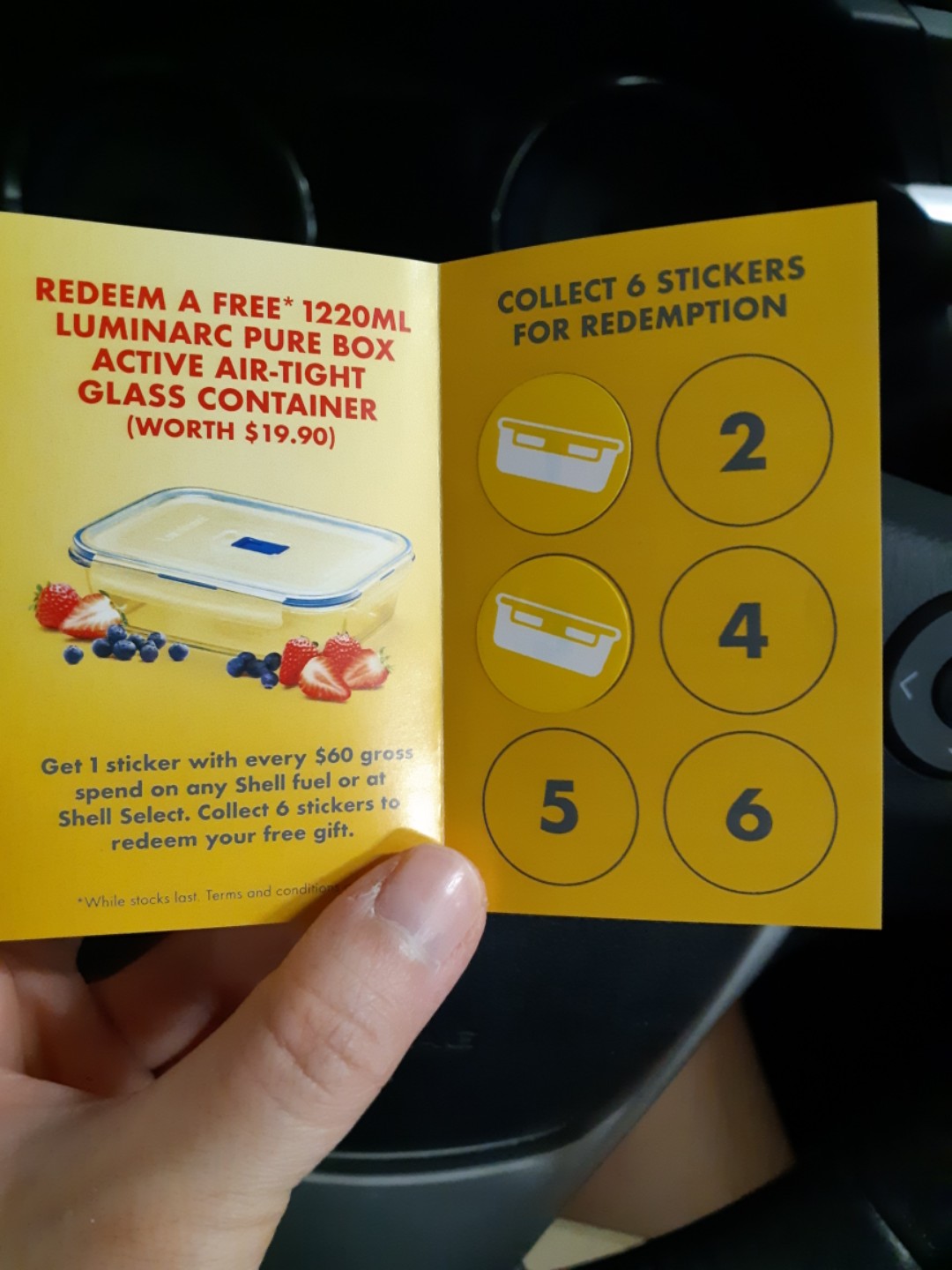 Shell Luminarc Pure Box Glass Container Redemption Stickers x 2 ...