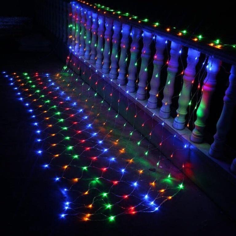 3Mx2M RGB Multi Color Fishnet Net LED String LED Light Fairy, Furniture ...