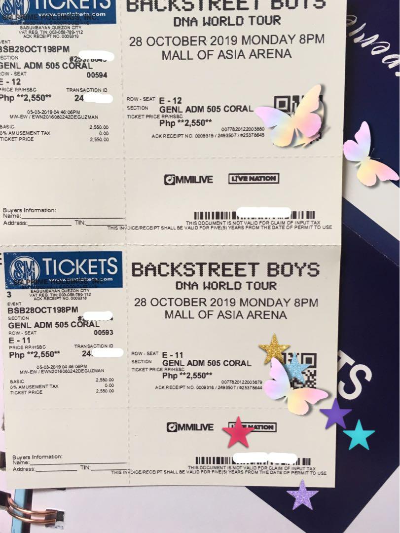 Backstreet Boys Live in Manila Gen Ad Tickets (2), Tickets & Vouchers ...