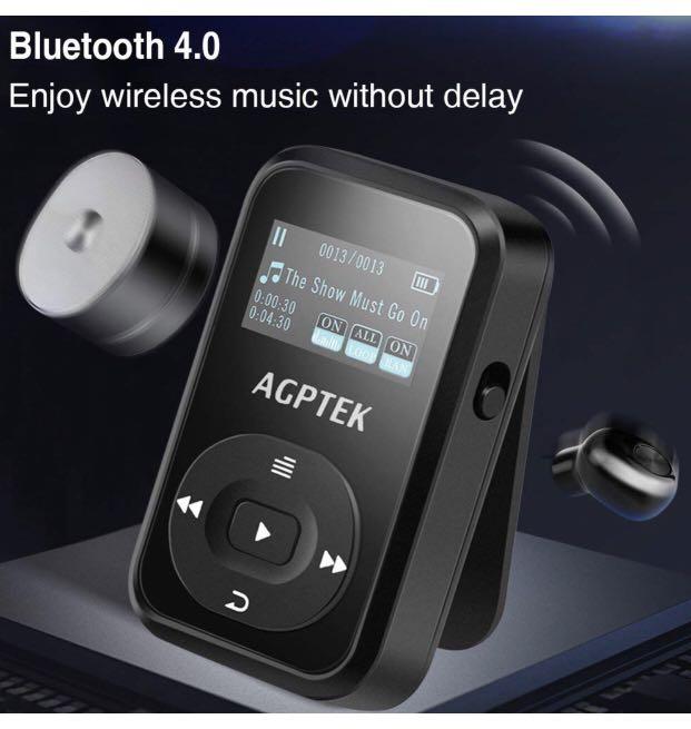 Clip MP3 Player with Bluetooth 4.0, AGPTEK 8GB Lossless Music Player ...