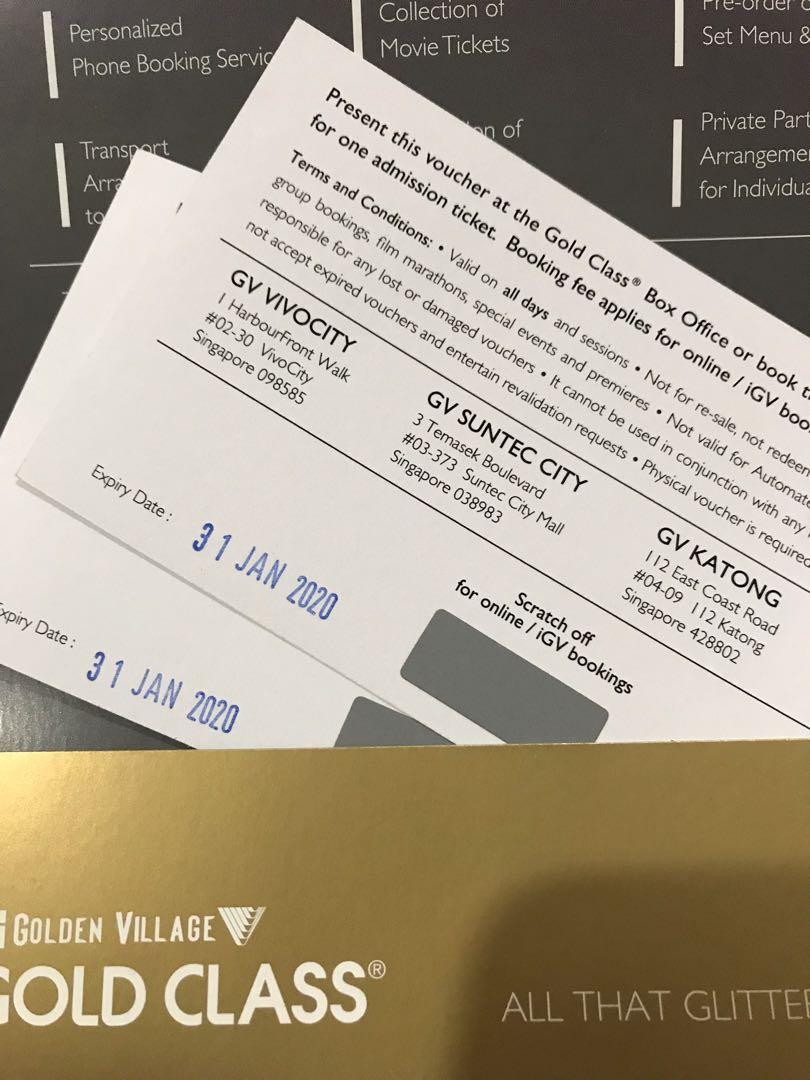 GV gold class ticket, Tickets & Vouchers, Vouchers on Carousell