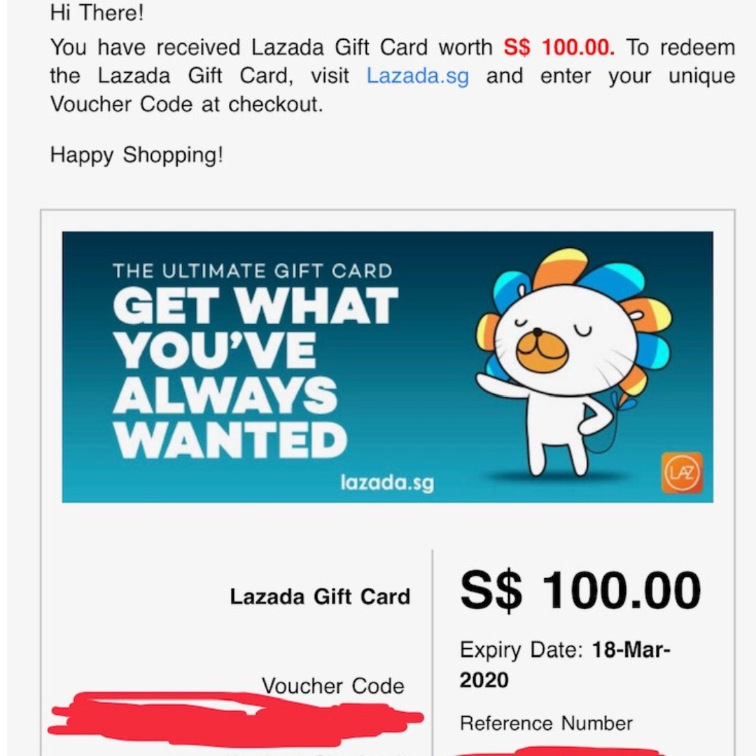 Lazada Gift Card ($100), Tickets & Vouchers, Vouchers on Carousell