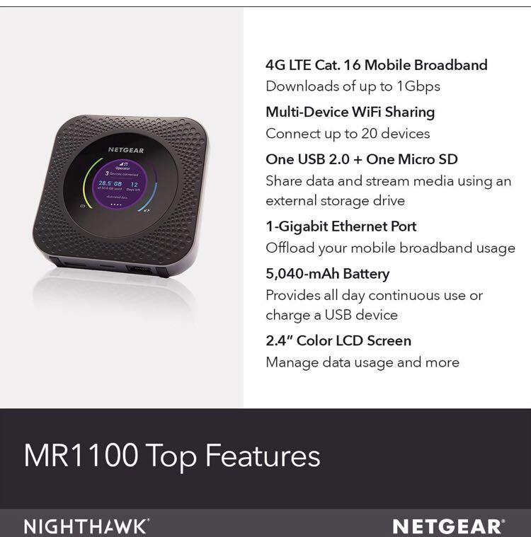 NETGEAR Nighthawk M1 4g LTE 1gbps mobile router, Computers & Tech ...
