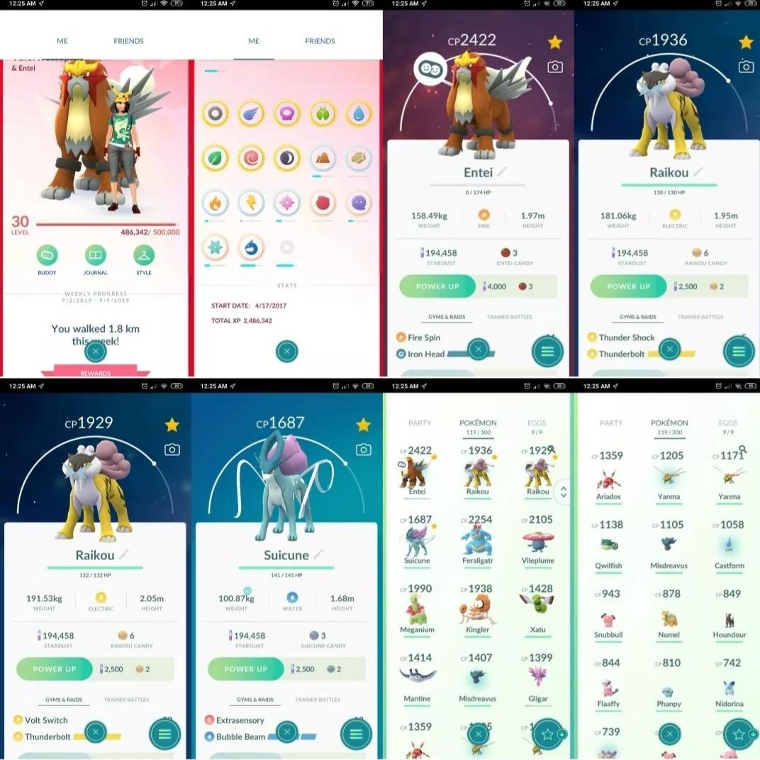 Pokemon Go Account - lvl 30 - 2 Raikou - 1 Entei 1 Suicune 194 k ...