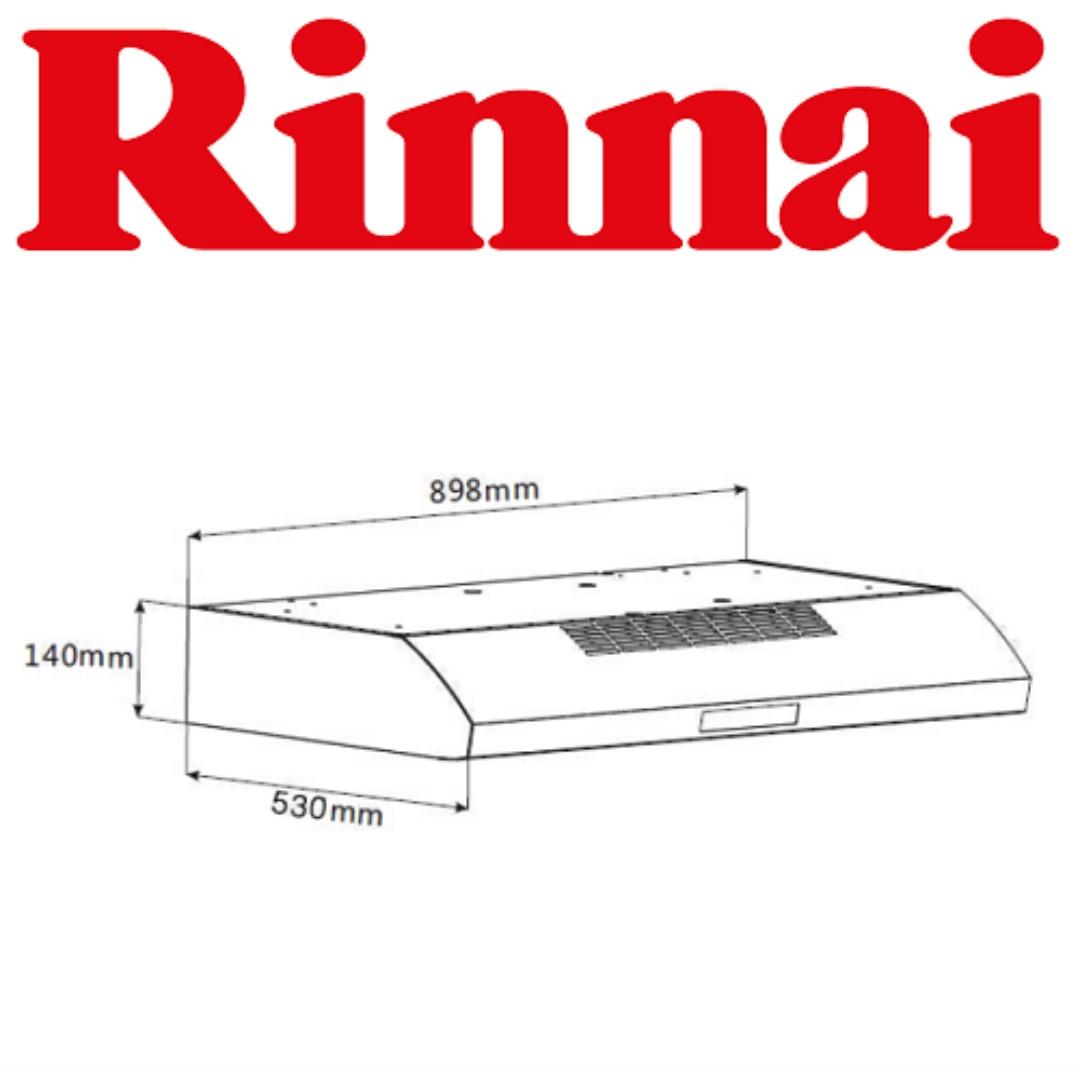 Rinnai RH-S259-SSR-T Slimline Hood + RINNAI RB-73TS 3 BURNER HYPER FLAME STAINLESS STEEL BUILT ...