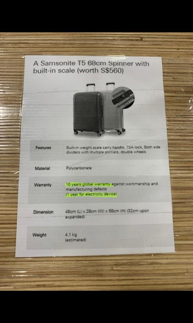 Samsonite luggage T5 68cm with built in scale, Hobbies & Toys, Travel ...