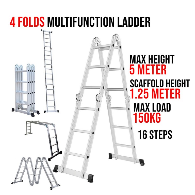 16 STEP MULTIPURPOSE ALUMINIUM LADDER, Furniture & Home Living ...