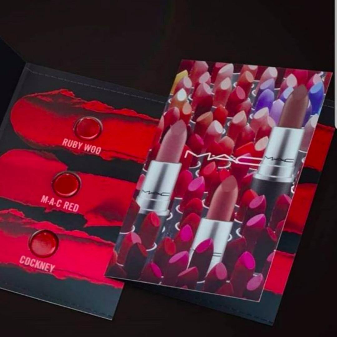 MAC Lipstick Sample – RUBY WOO / MAC RED / COCKNEY, Health & Beauty ...