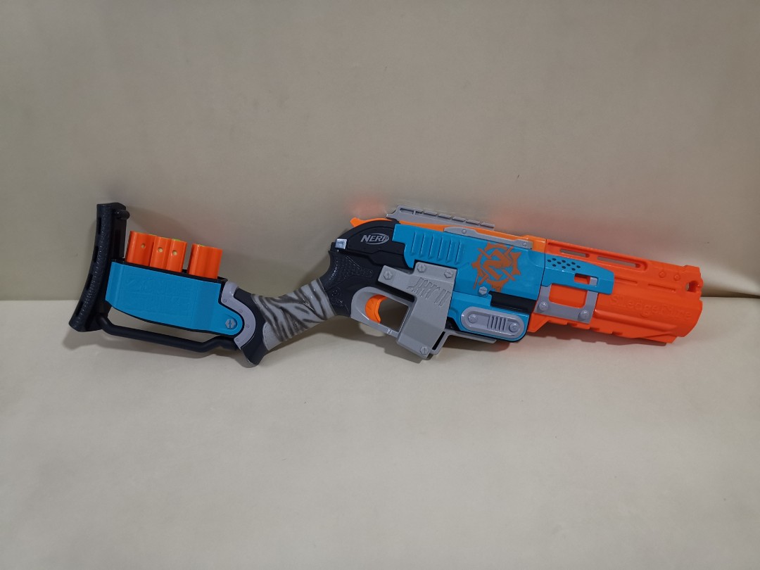 Nerf sledgefire with 3 shells, Hobbies & Toys, Toys & Games on Carousell