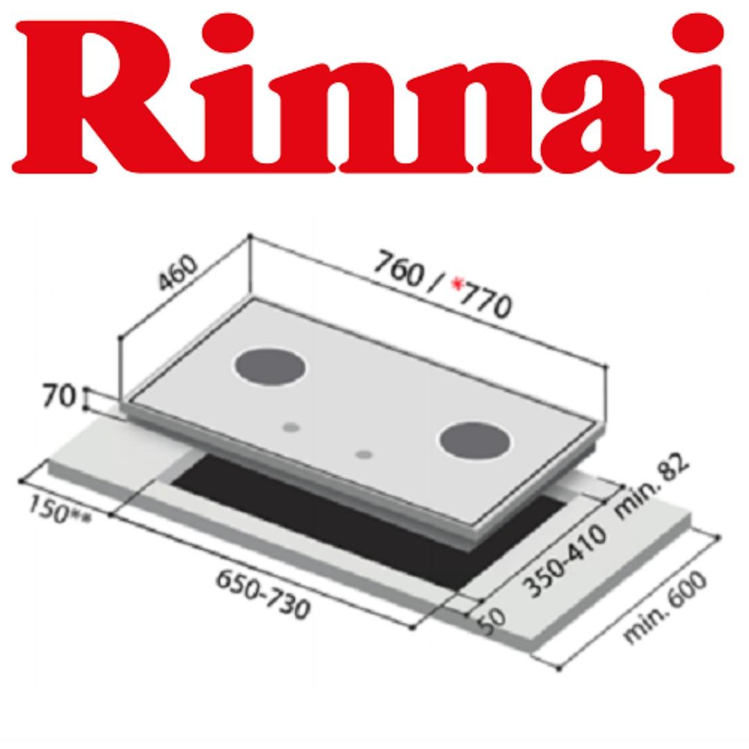 Rinnai RH-S309-GBR-T Slimline Hood With Touch Control + RINNAI RB-72S 2 BURNER HYPER FLAME ...