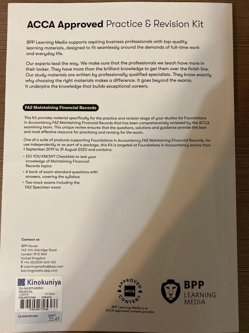 ACCA FA2 Practice & Revision Kit FIA, Hobbies & Toys, Books & Magazines ...