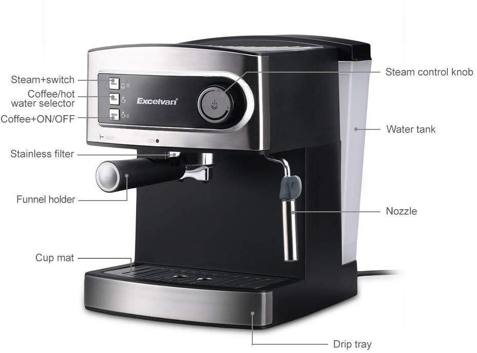 Excelvan 15 Bar Pump Espresso Coffee Maker, Italian Style Coffee ...