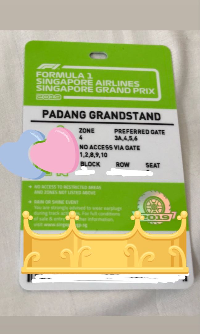 F1 Tickets Sunday Padang Grandstand, Tickets & Vouchers, Local ...