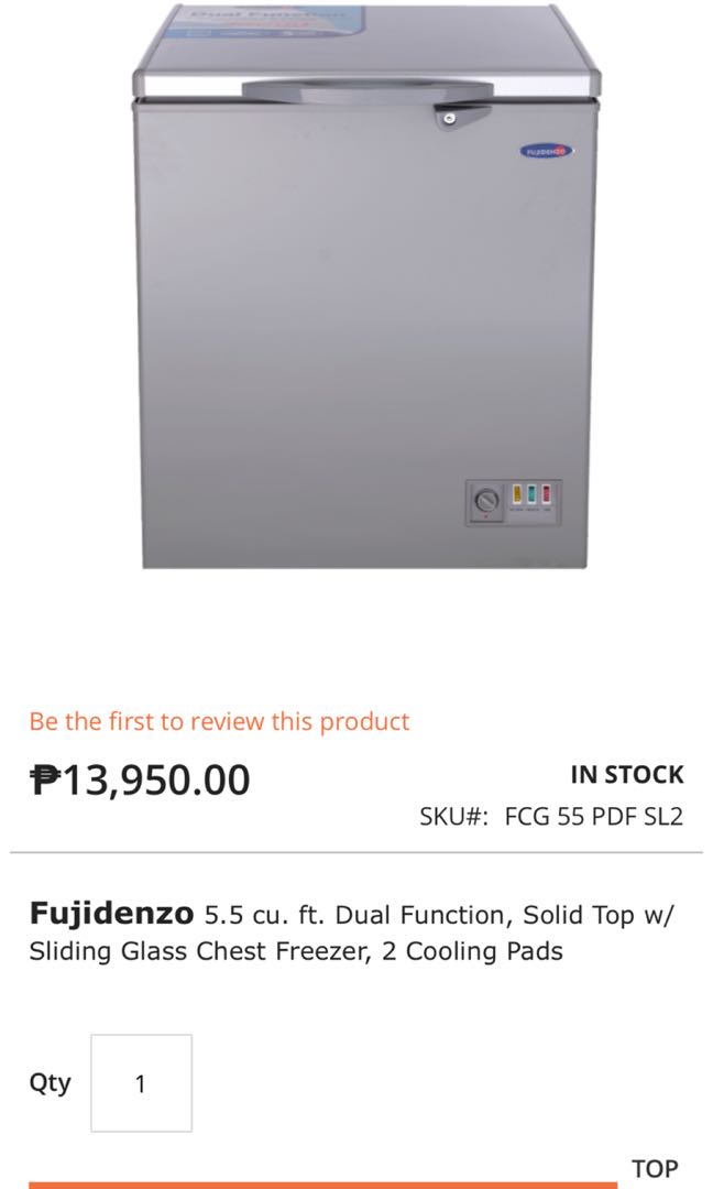 Fujidenzo 5.5 cu ft. Dual Function w/ sliding glass, TV & Home Appliances, Kitchen Appliances ...