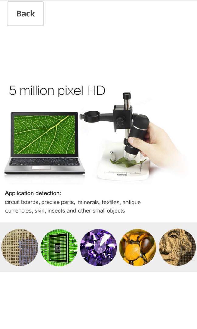 Koolertron 5MP 20-300X USB digital microscope, Photography, Video ...