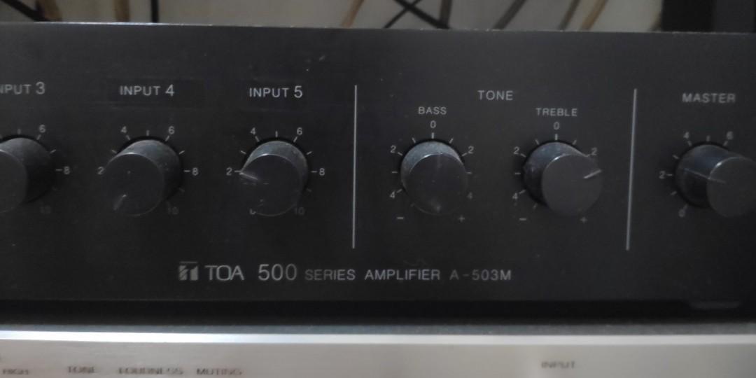 TOA A-503M, Mixer/Ampliﬁer with (5) five input channels & master bass ...