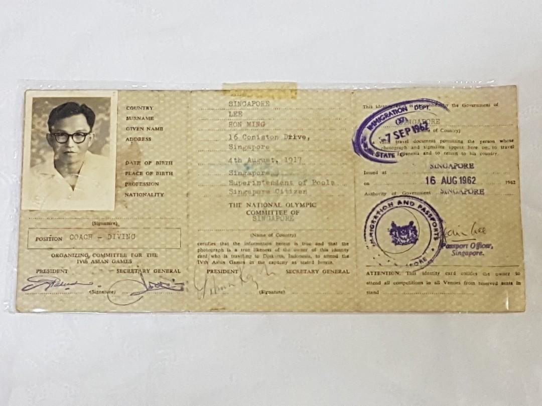 Asian Games IV Djakarta 1962 Identity Card, Hobbies & Toys, Memorabilia ...