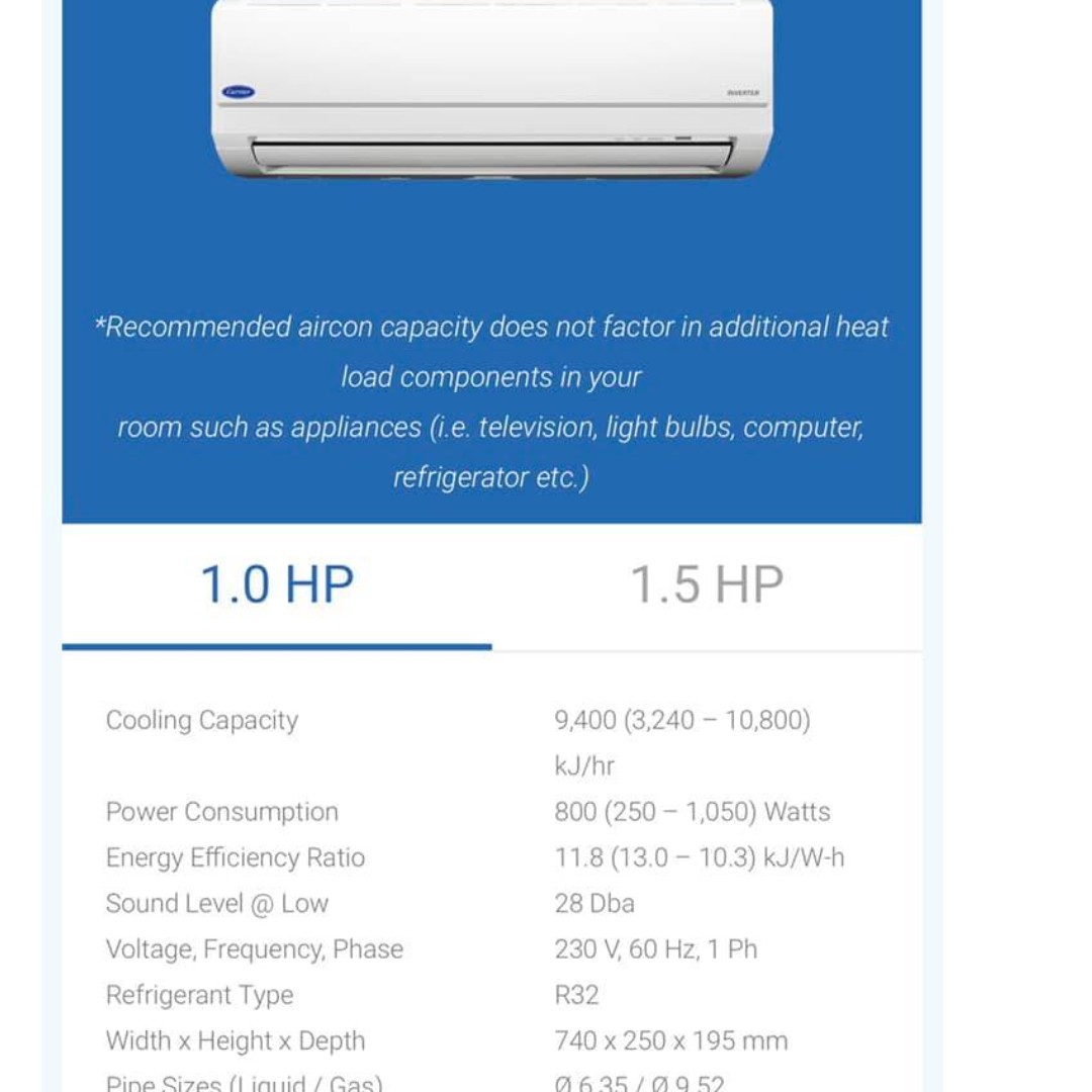 CARRIER ALPHA SERIES SPLITTYPE AIRCON, TV & Home Appliances, Air ...