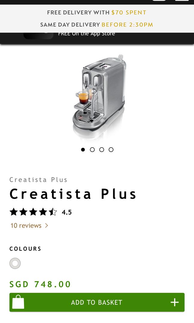 Creatista Plus (Nespresso), TV & Home Appliances, Kitchen Appliances ...