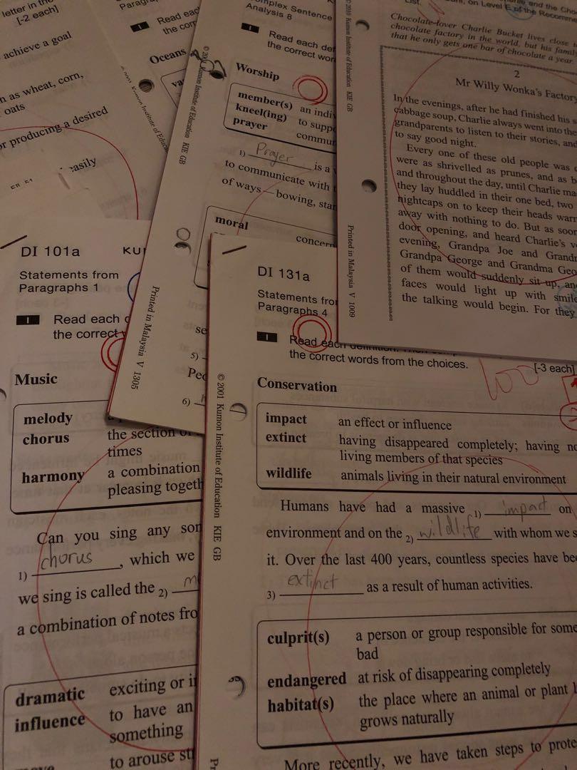 Kumon English level P5 to Sec1, Hobbies & Toys, Books & Magazines ...