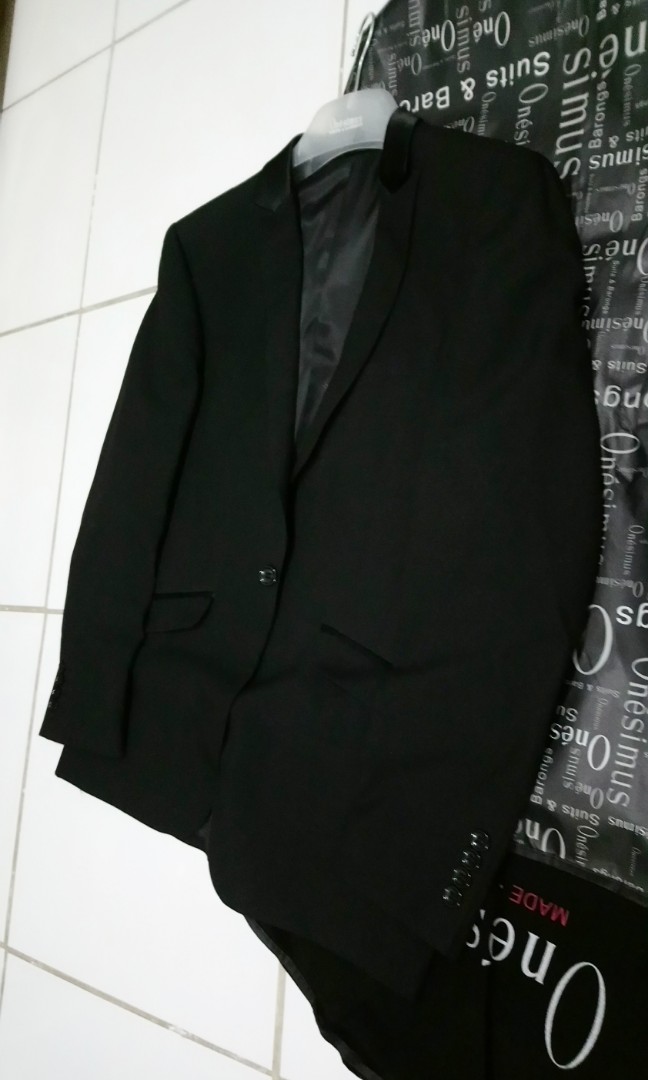 Onesimus Tailored Fit Black Suit, Men's Fashion, Tops & Sets, Sleep and ...