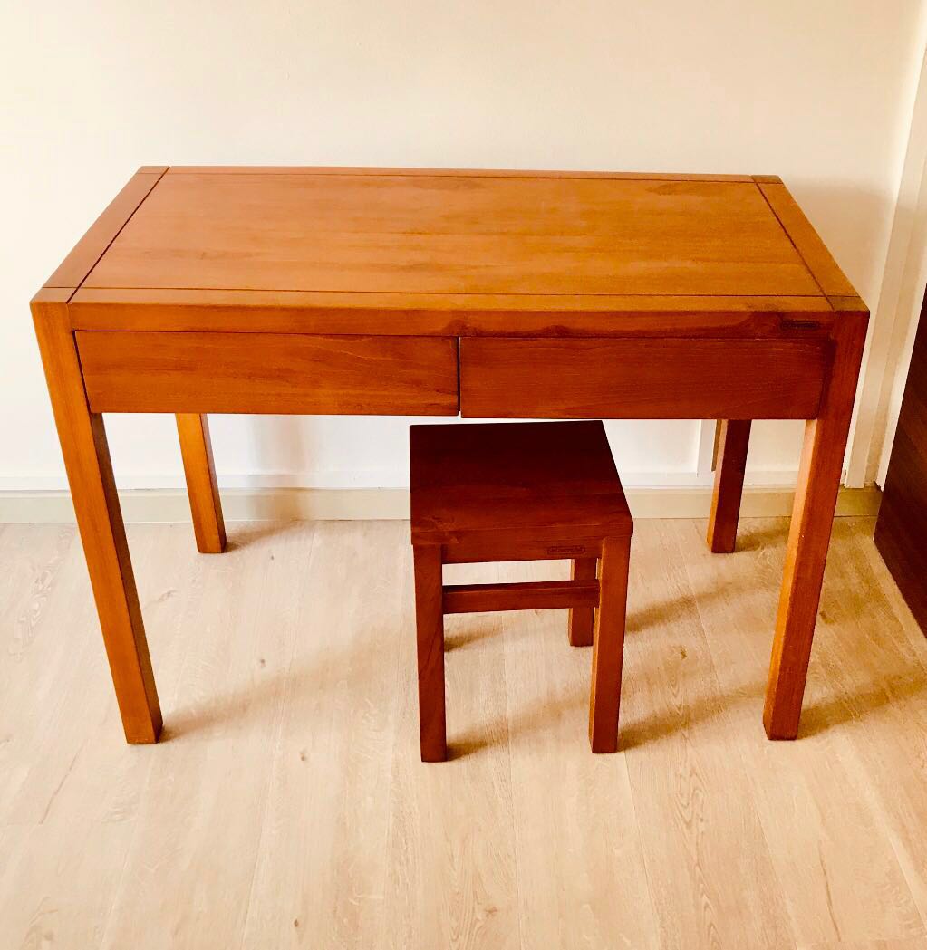 SCANTEAK ENKEL WRITING TABLE WITH STOOL, Furniture & Home Living ...