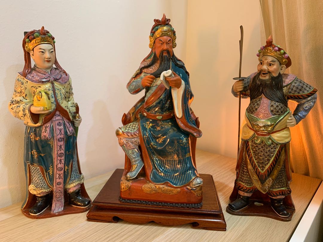 [PREOWNED] Chinese Vintage Statues (Guan Yu, Zhang Fei, Guan Ping ...