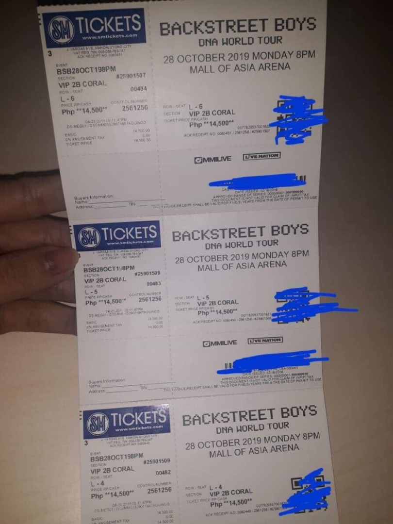 BACKSTREET BOYS VIP TICKET, Tickets & Vouchers, Event Tickets on Carousell