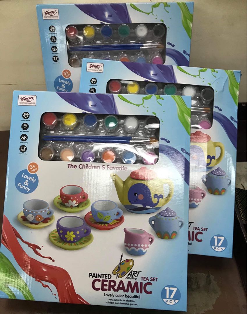 DIY Ceramic Tea Set Painting, Hobbies & Toys, Toys & Games on Carousell