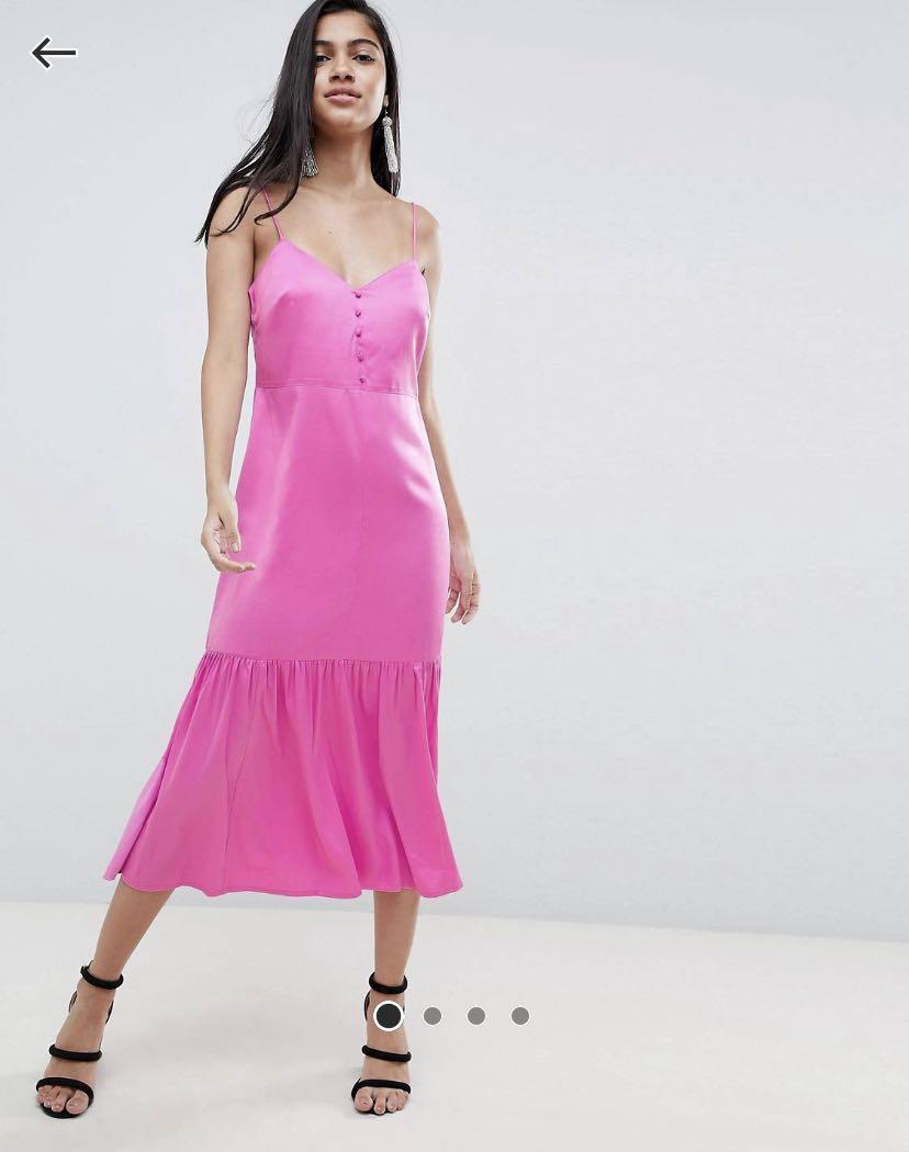 Pink midi dress, Women's Fashion, Dresses & Sets, Dresses on Carousell