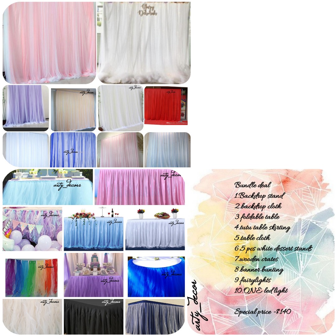 SPECIAL PROMOTION!! Backdrop curtain bundle,tutu table skirting,dessert ...