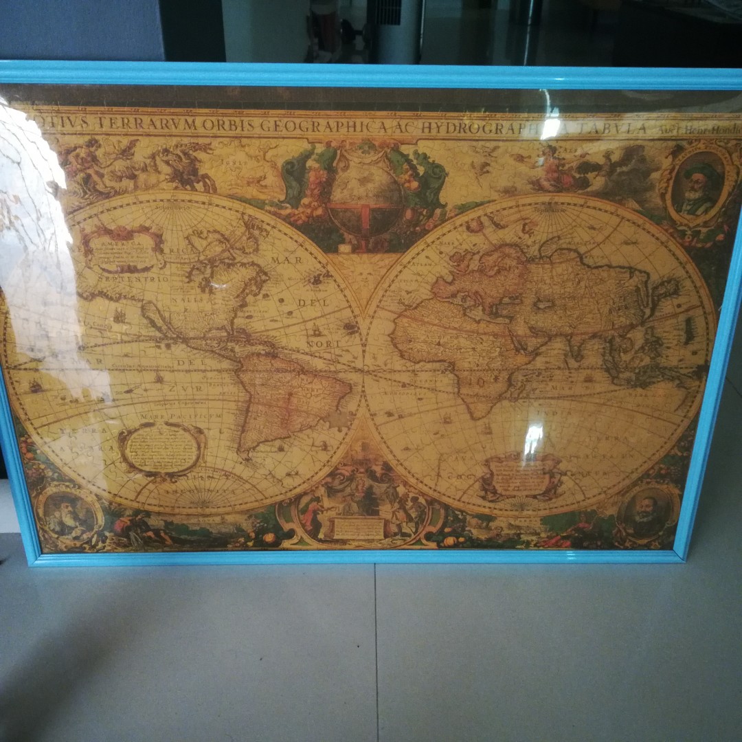 World map puzzle large classic with frame, Hobbies & Toys, Stationery ...
