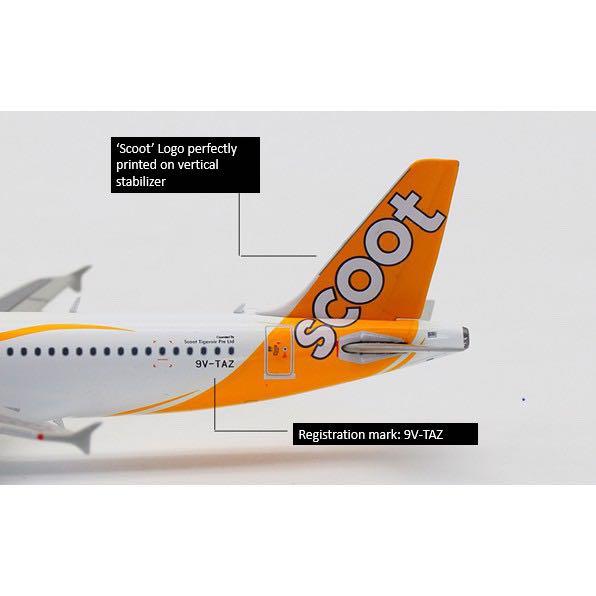 Flyscoot 1:400 10cm A320 100% aircraft model 9V-TAZ Material: Diecast ...
