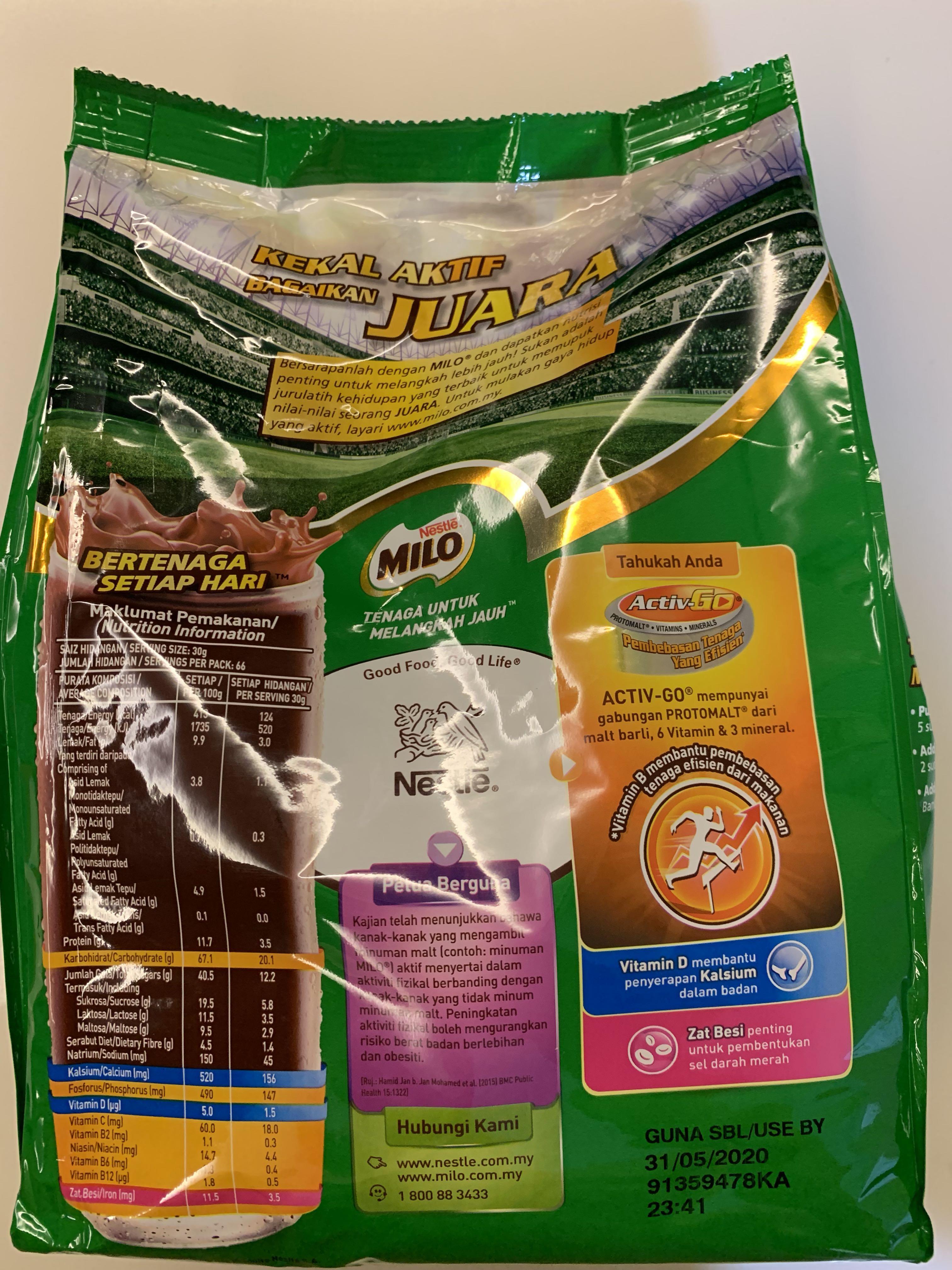 Nestle Milo refill 2kg pack, Food & Drinks, Packaged & Instant Food on Carousell