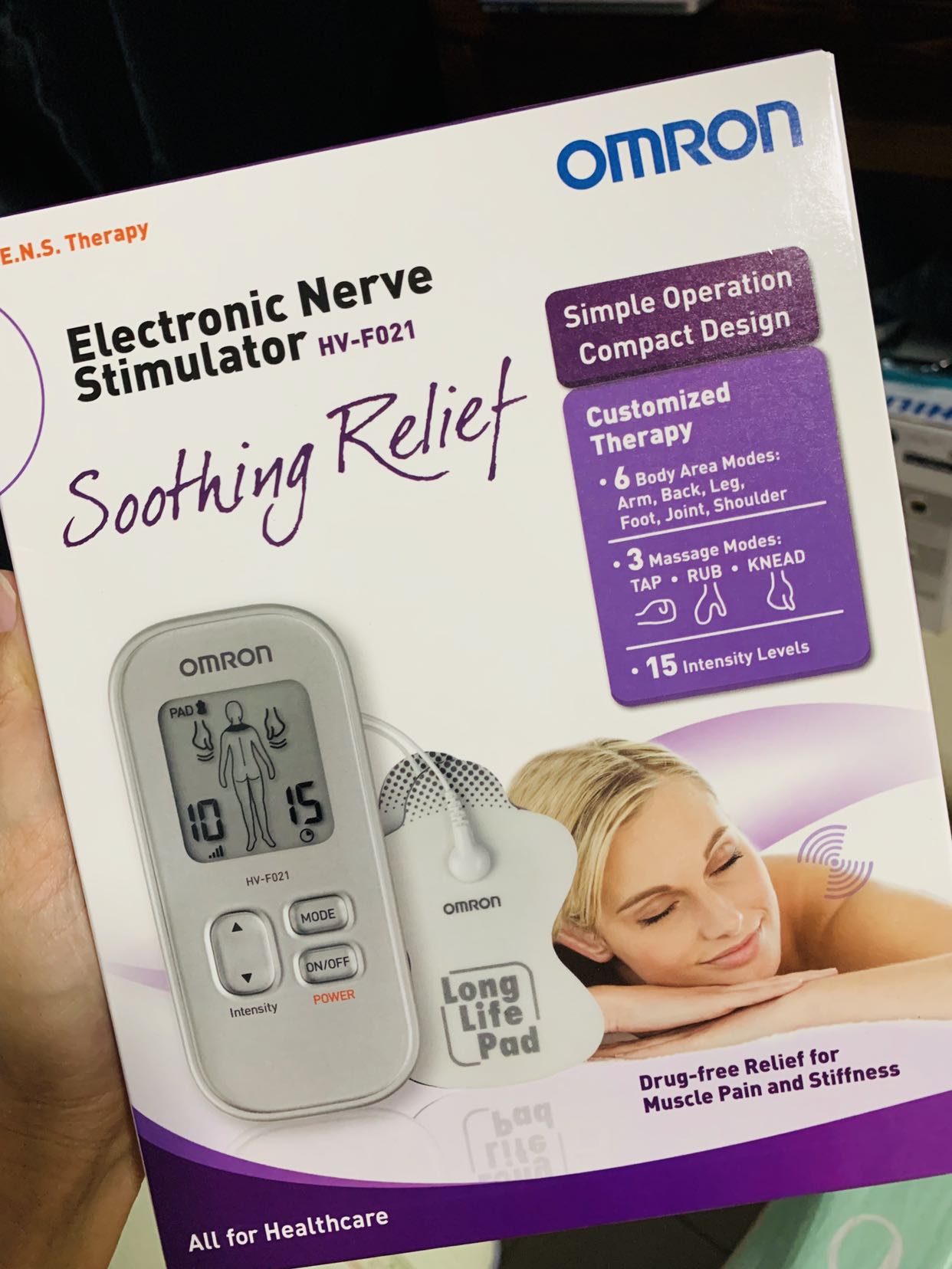 Omron Electronic Nerve Stimulator (TENS unit) HV-F021, Health & Nutrition, Health Monitors ...