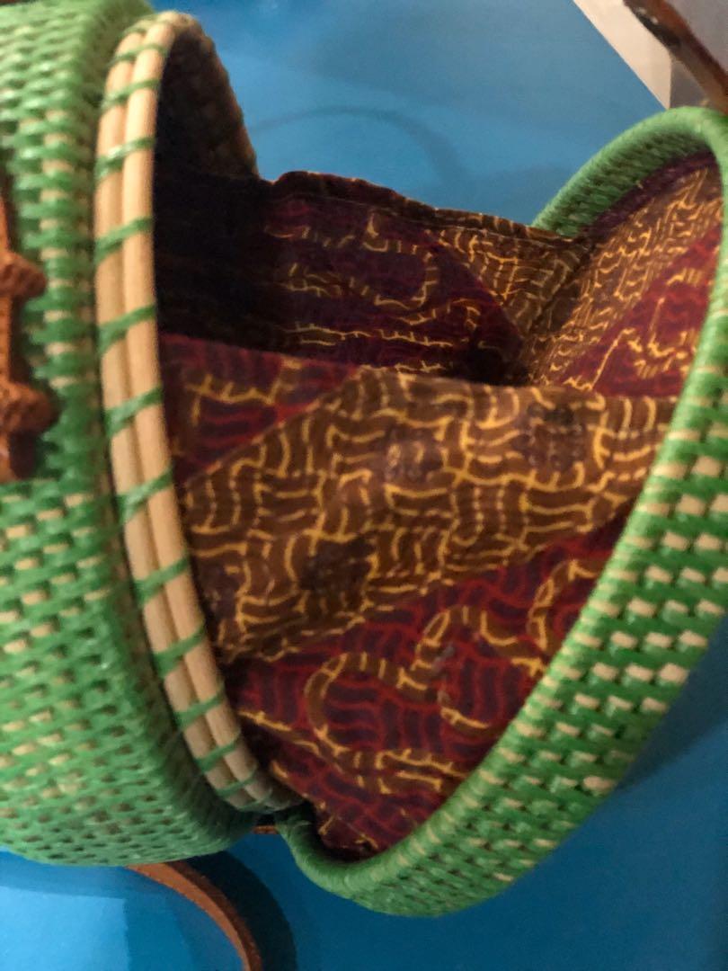 Original Bali Green Rattan Round Bag, Hobbies & Toys, Stationery ...