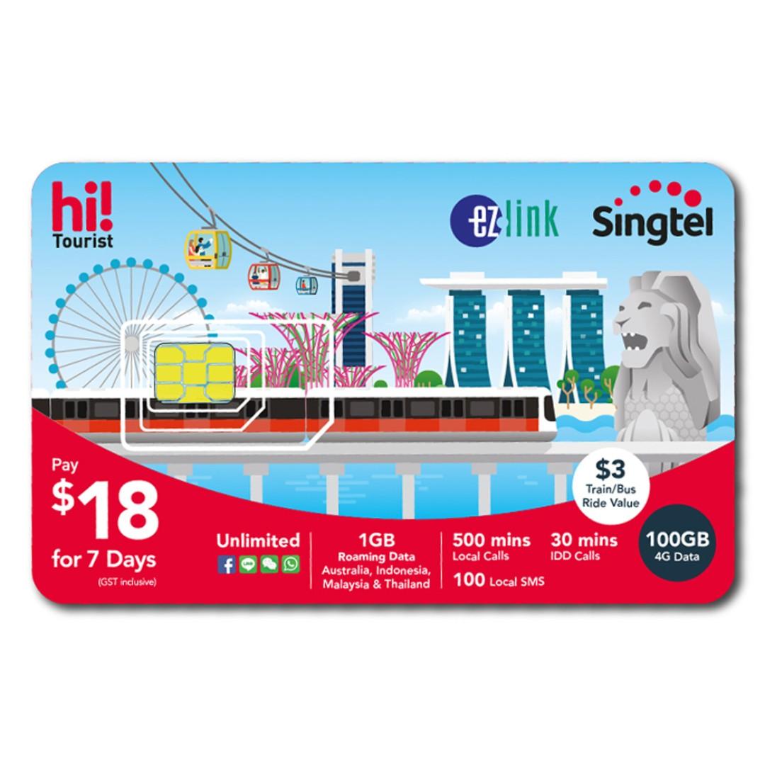 Singtel $18 hi! Tourist EZ-Link SIM Card, Mobile Phones & Gadgets ...