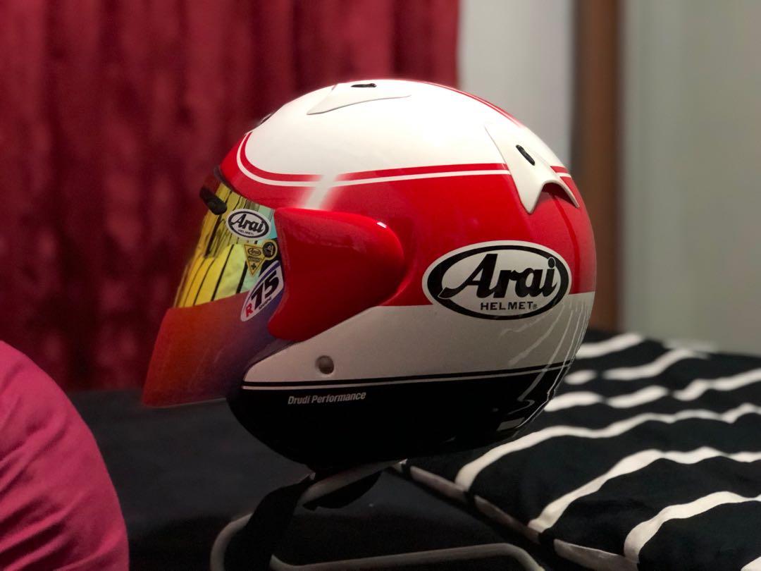 Arai Szf Banda Red, Motorcycles, Motorcycle Apparel on Carousell