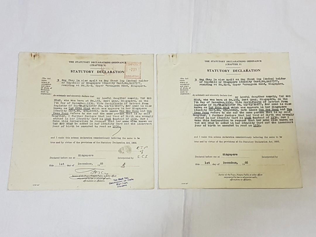 Colony Of Singapore Certificate Of Extract From Register Of Births ...