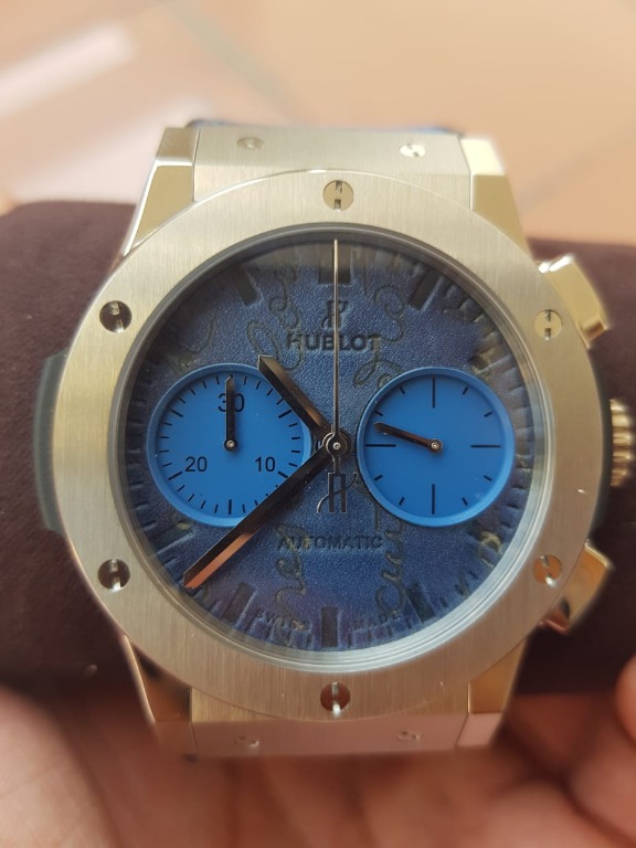 Hublot 100% Authentic Limited Edition Chronograph Berluti Scritto Ocean Blue, Fesyen Pria, Jam ...