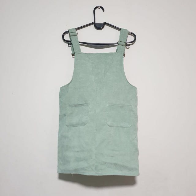 Pastel green denim pinafore, Women's Fashion, Dresses & Sets, Dresses ...