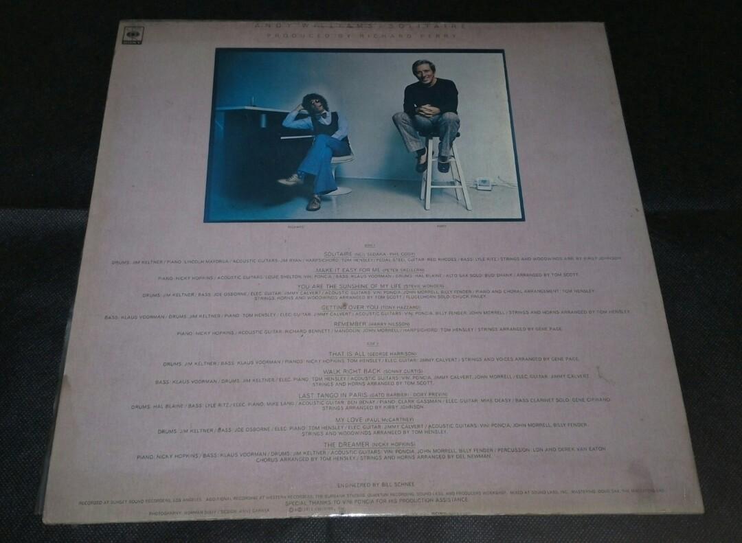 ANDY WILLIAMS - SOLITAIRE LP RECORDS, Hobbies & Toys, Music & Media ...