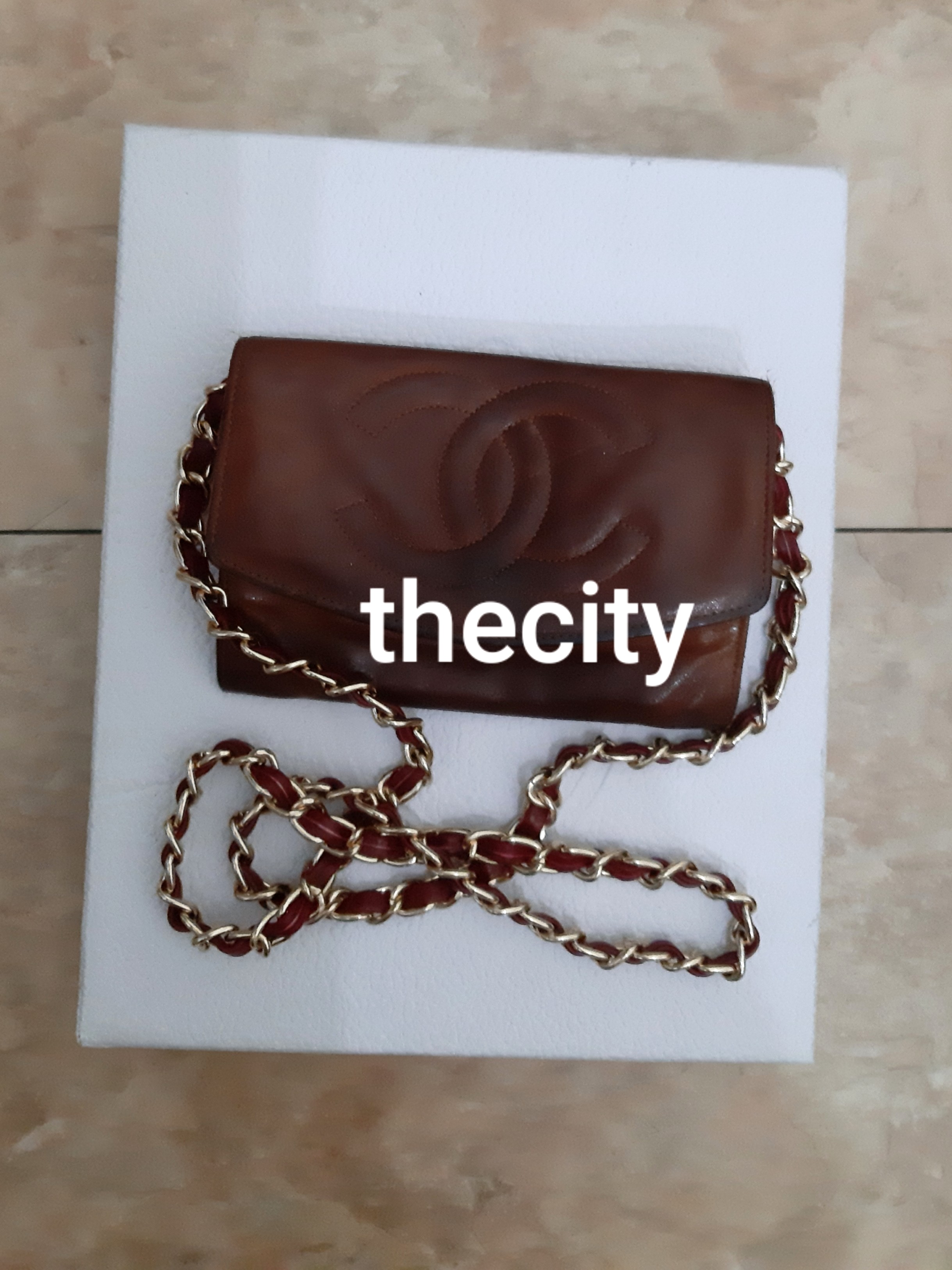 AUTHENTIC CHANEL CC LOGO LAMBSKIN LEATHER- ORGANIZER POUCH / WALLET ...