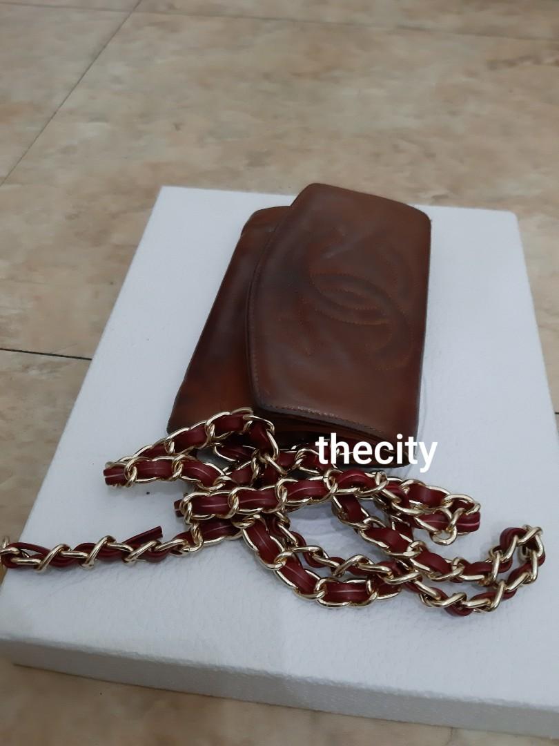 AUTHENTIC CHANEL CC LOGO LAMBSKIN LEATHER- ORGANIZER POUCH / WALLET ...