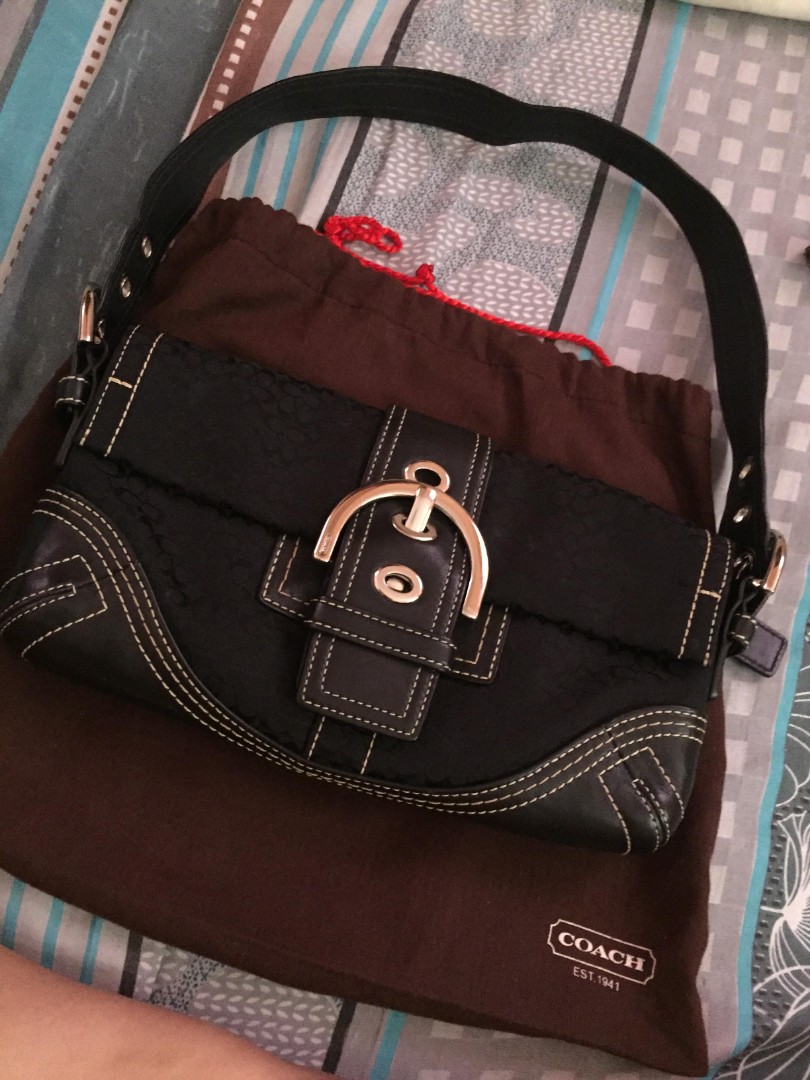 Coach Black Cloth and Leather Baguette (No. C05J - 3628), Women's ...